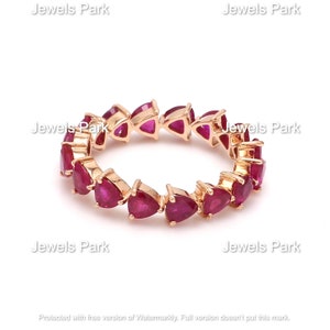 Ruby Trillion Eternity Band Ring in Solid 14k 18k Gold | Natural Ruby ...