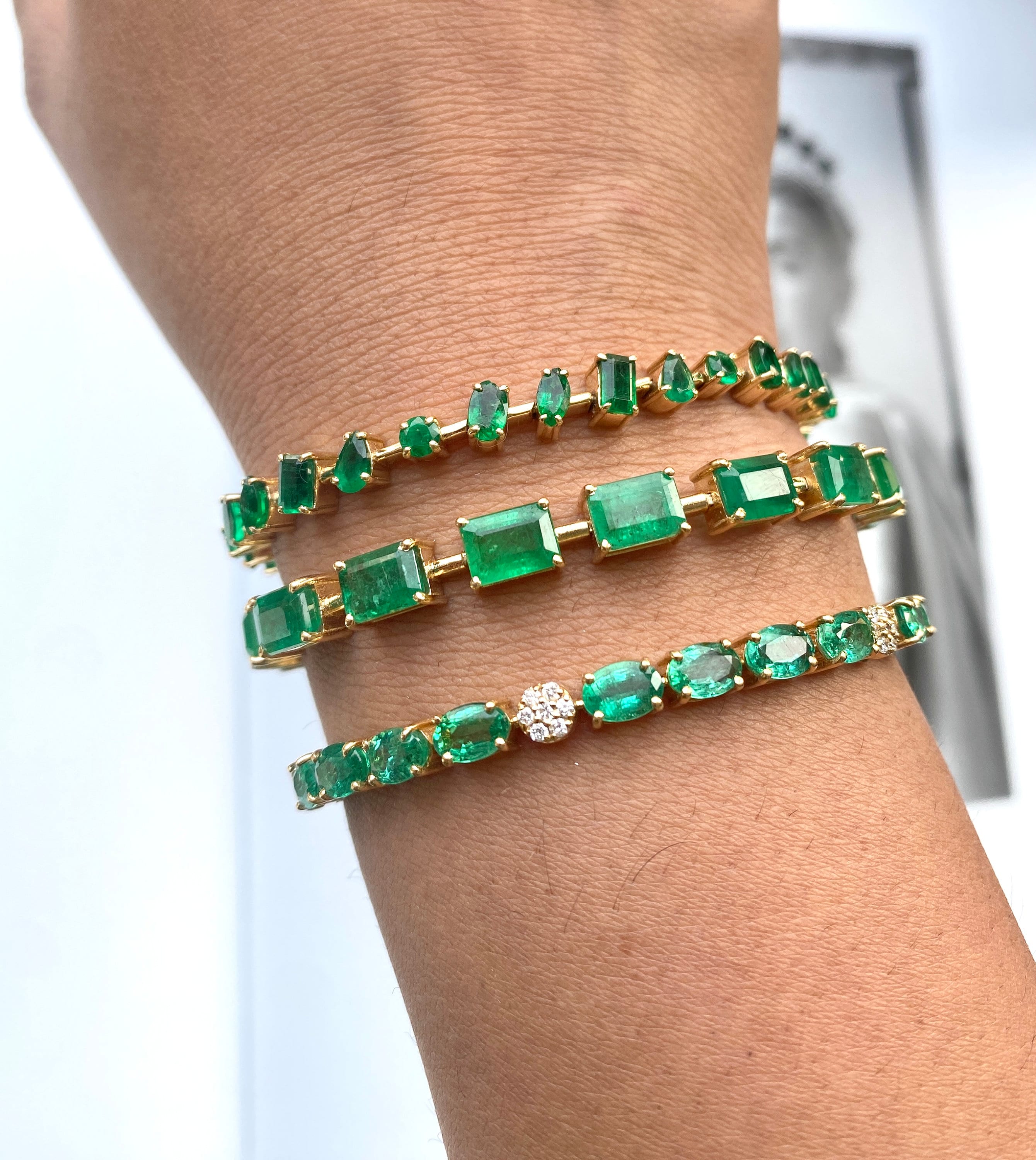 Real Emerald Tennis Bracelet in 14K Gold Natural Emerald Cut - Etsy