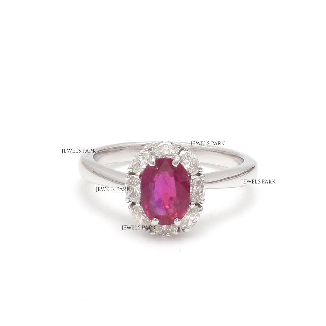 Ruby Oval Cut Diamond Statement Ring Gold | Natural Red Ruby With Oval ...