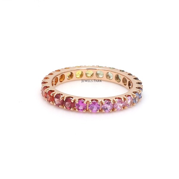 Rainbow Eternity Ring - Etsy