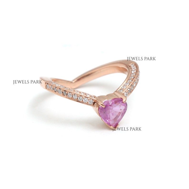 Pink Sapphire Heart Ring 14K Gold Natural Pink Sapphire - Etsy