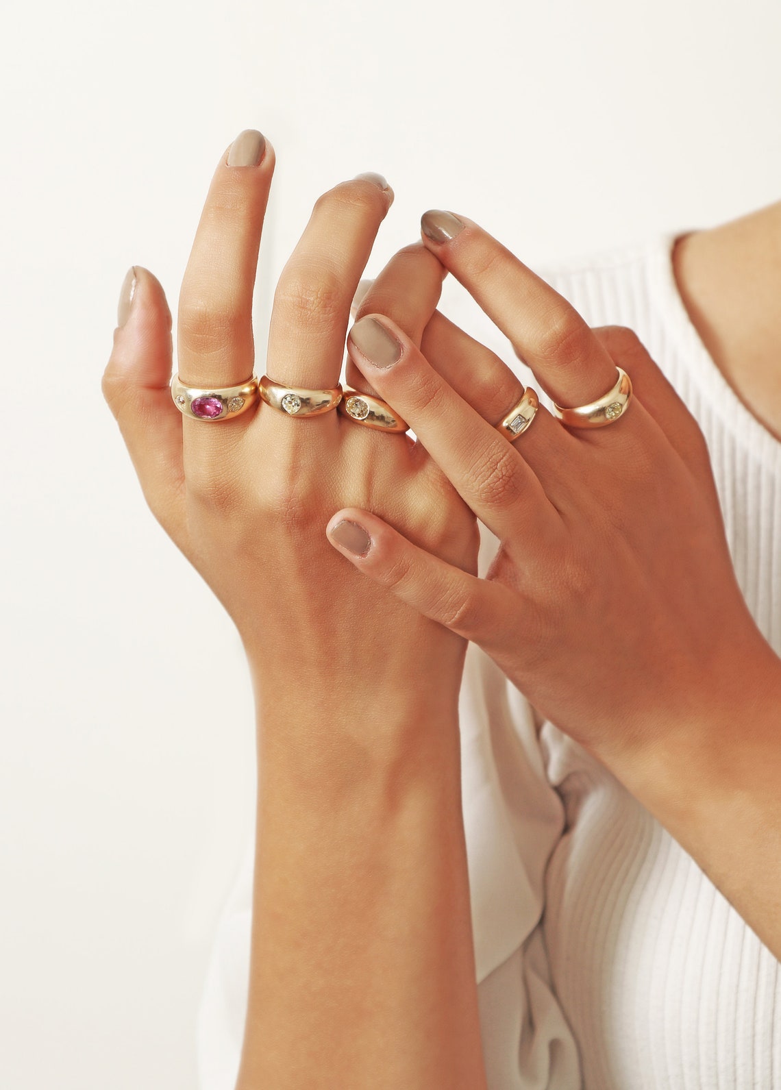 Emerald Cut Diamond Gypsy Set Ring Gold Vintage Flush Set - Etsy