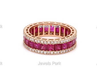 Ruby Channel Set Ring - Etsy