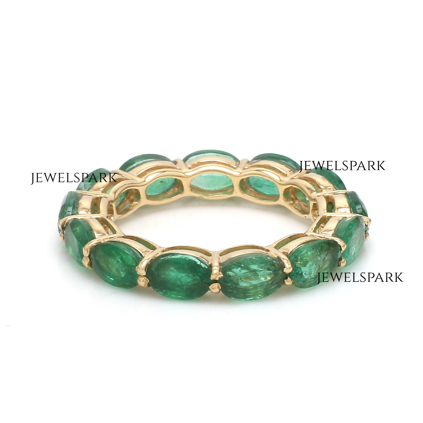 Emerald Oval East West Prong Set Eternity Band Ring Gold - Etsy