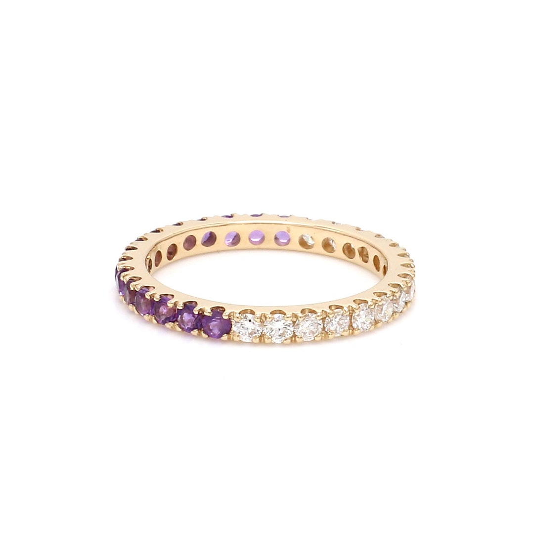 Amethyst and Diamond Eternity Band Ring in 14k 18k Gold | Natural 2mm 1 ...