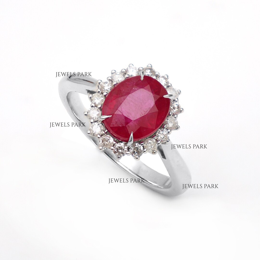 Ruby Oval Cut Diamond Statement Ring Gold | Natural Red Ruby Oval Cut ...