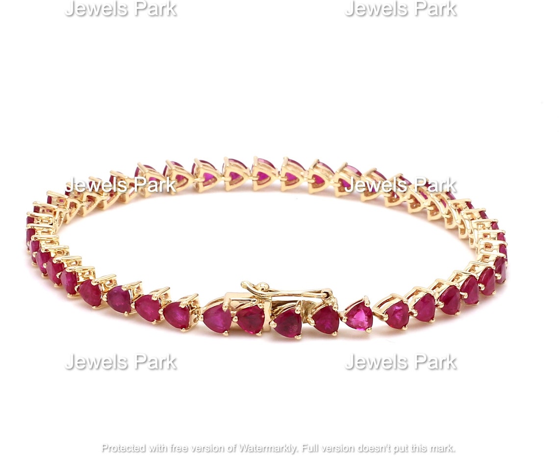 Ruby Trillion Cut Tennis Bracelet in 14k 18k Gold Natural 4mm - Etsy