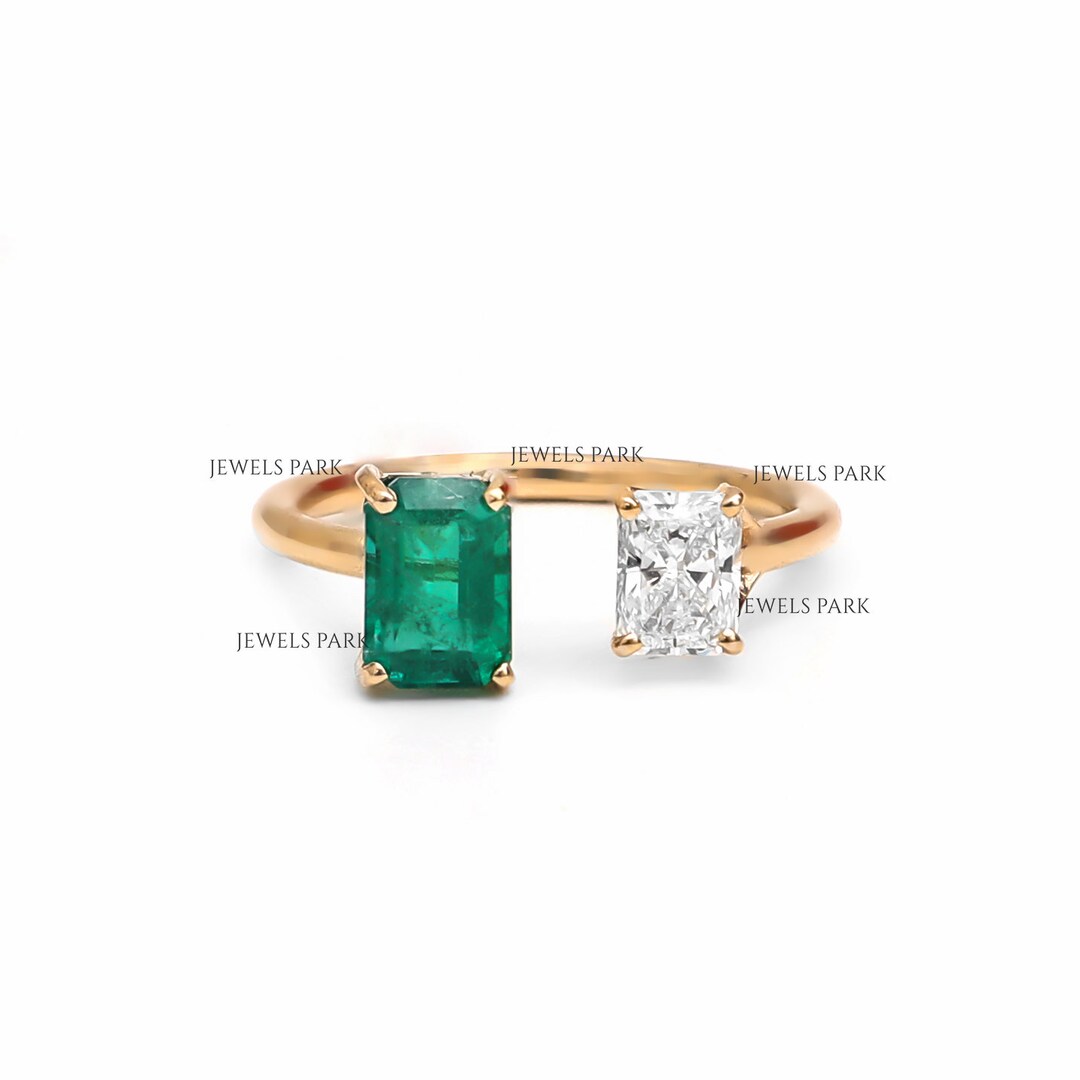 Emerald Cut Diamond and Emerald Ring Gold | Natural Emerald Diamond ...