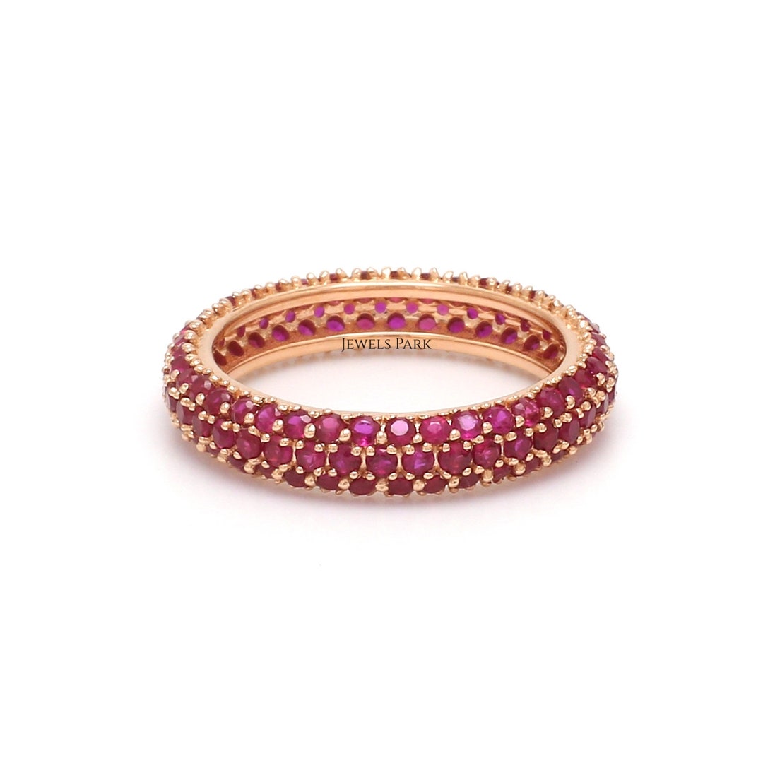 Ruby Pave Eternity Band Ring Gold | Natural 1.50MM Ruby Thin Eternity Band Ring | Ruby ...