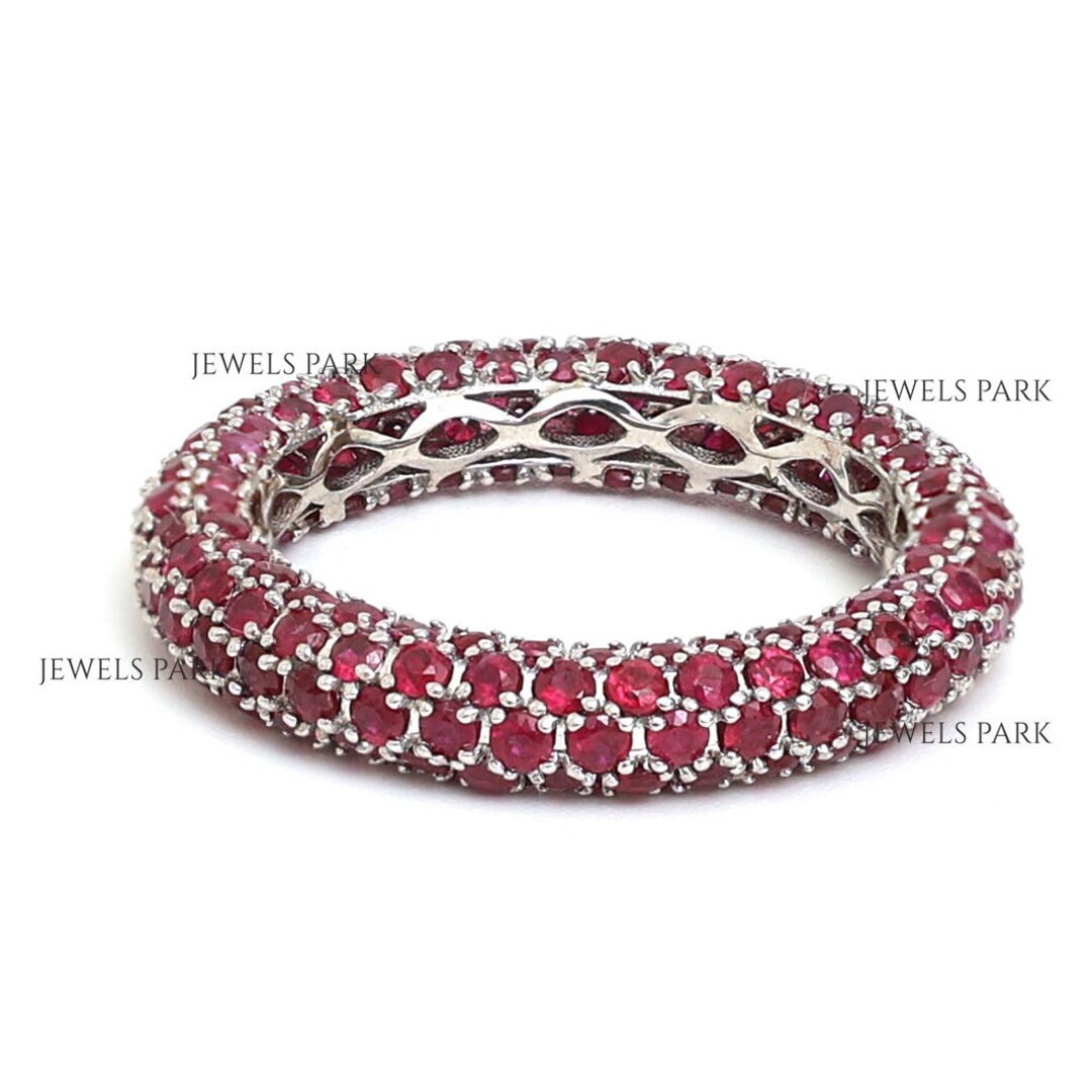 Ruby Pave Set Eternity Band Ring Gold | Natural Mix Size Red Ruby ...