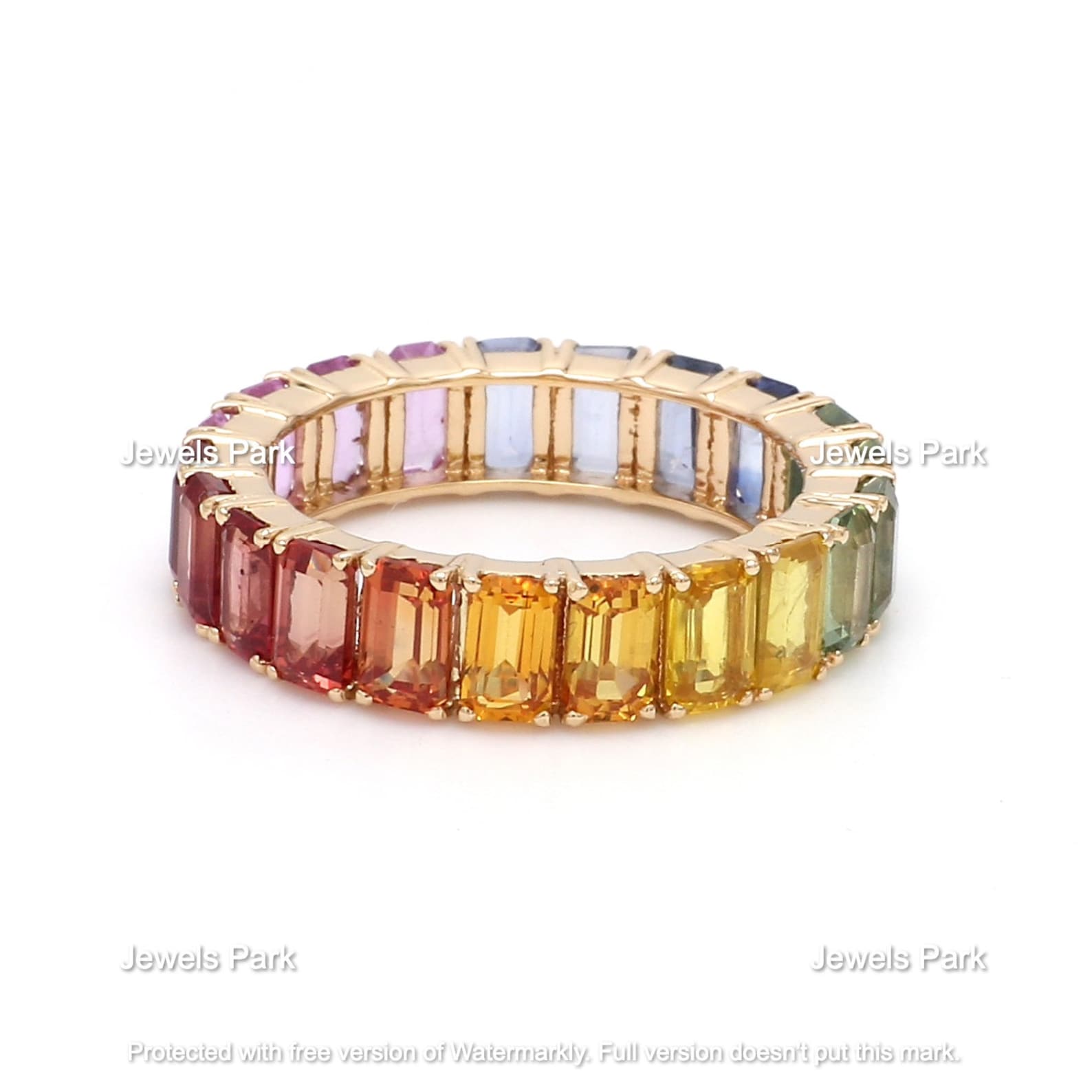 Rainbow Sapphire Multi Sapphire Octagon Emerald Cut Eternity - Etsy