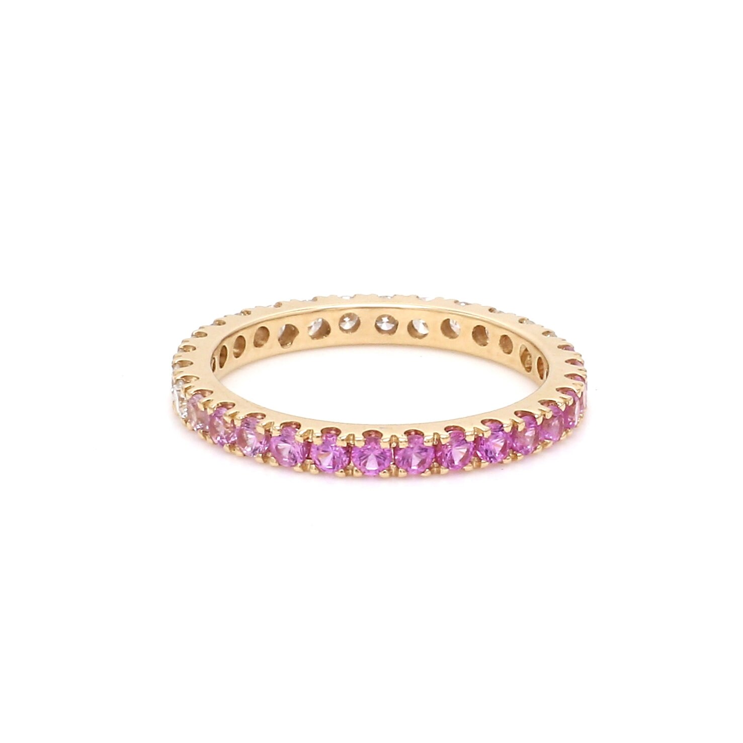 Pink Sapphire Ombre Eternity Band Ring With Diamond in 14k 18k - Etsy