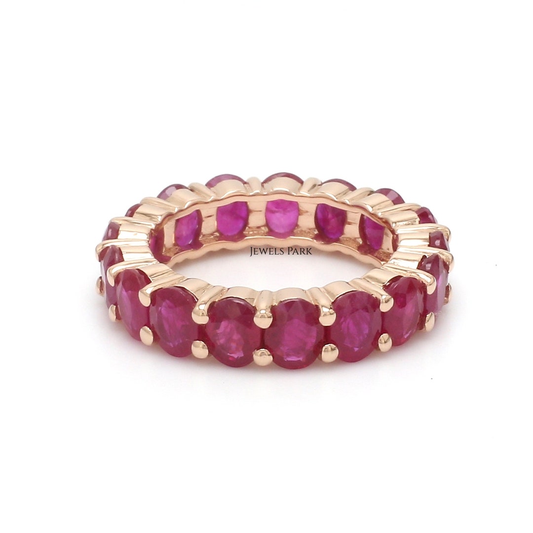 Real Ruby Oval Eternity Band Ring Gold | Natural 5x4mm 8CT Ruby Oval Eternity Band Ring | Ruby ...