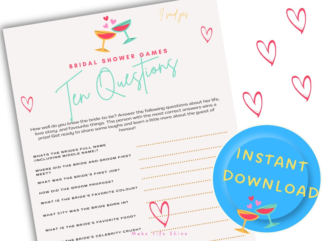 Bachelorette Party Game Questions Fun Hen Party Games - Bridal Shower ...