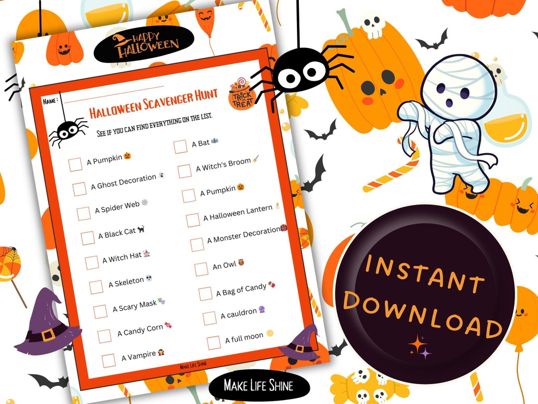 Halloween Scavenger Hunt Printable for Kids | Fun Halloween Party ...