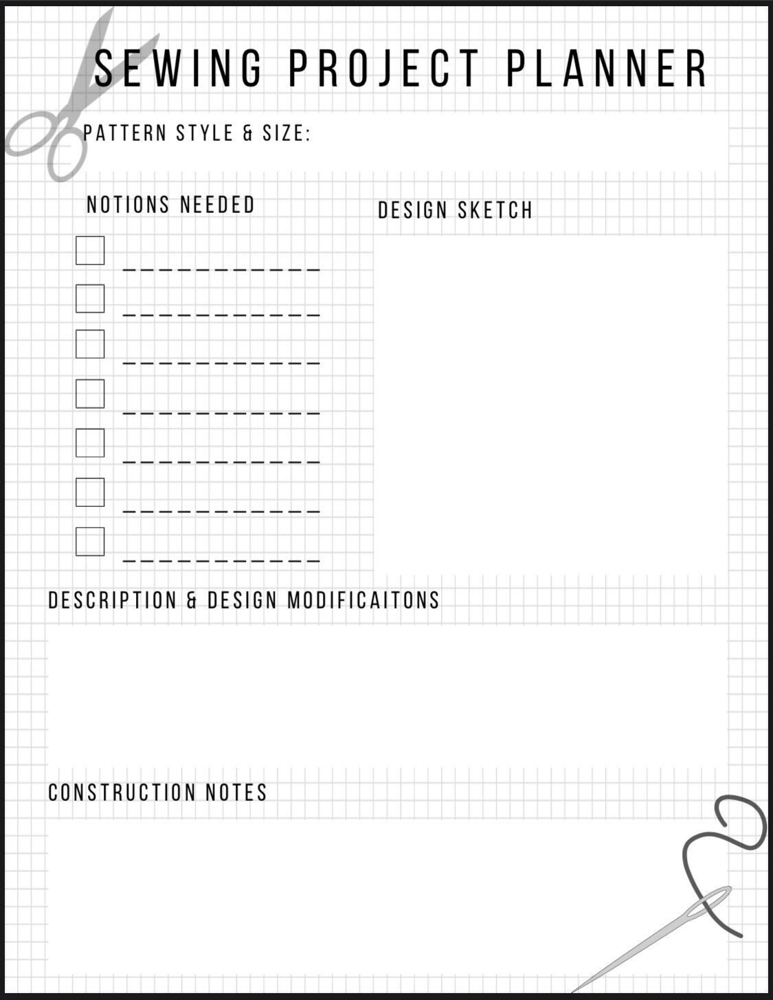 Printable PDF Instant Download Sewing Project Planner | Etsy