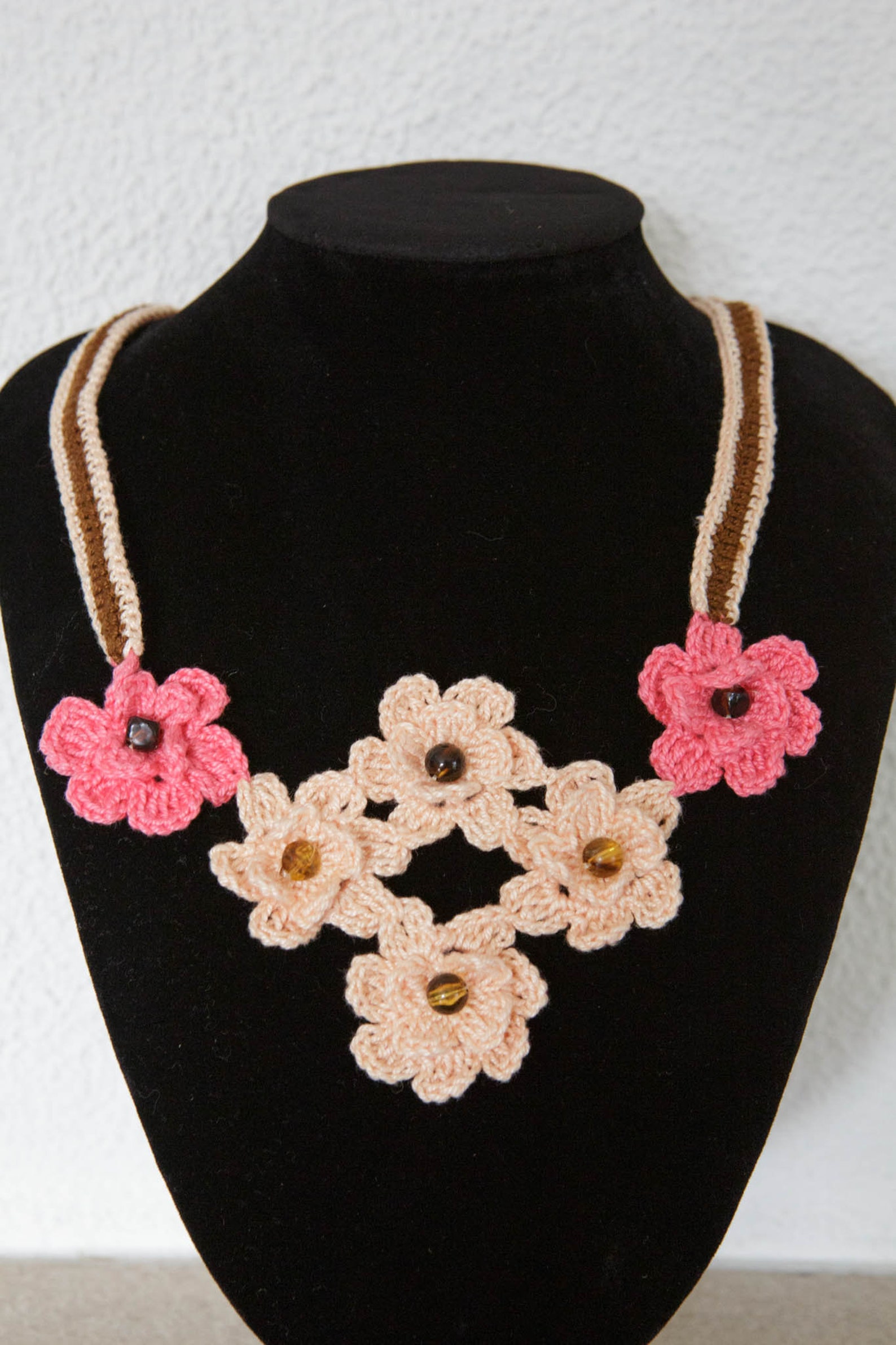 Necklace With Crocheted Flowers - Etsy