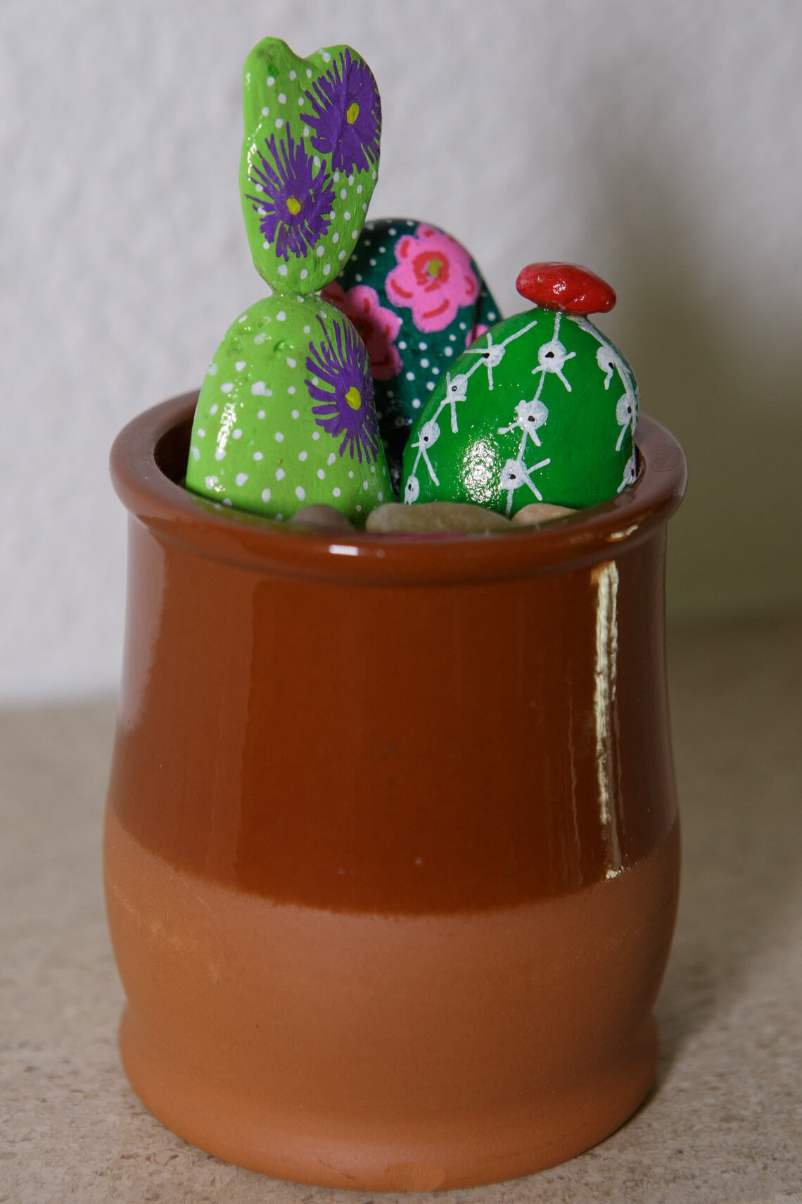 Hand-painted Pebble Cacti Vases - Etsy