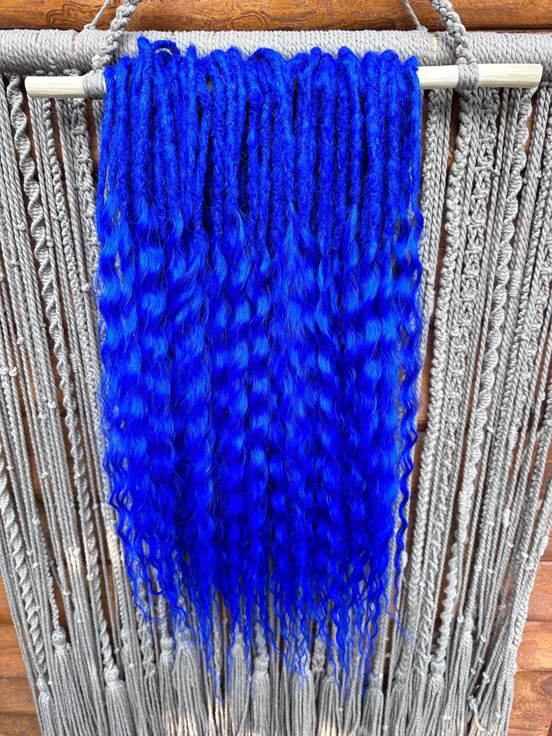 Ultramarine Wavy Dreadlock Extensions, Crochet Double Ended Curly Hair ...