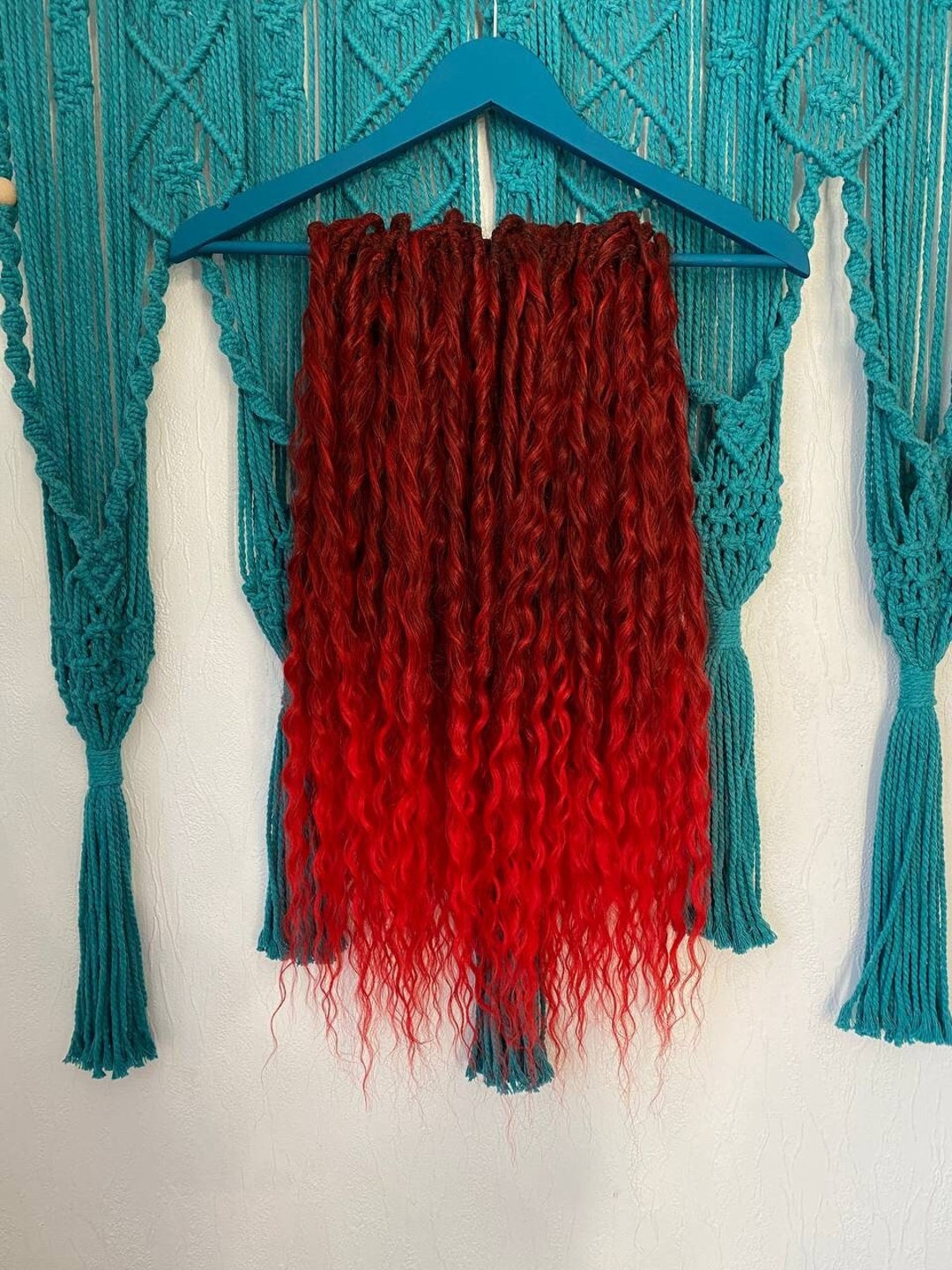 Kanekalon Red Dreads Extensions, Full Set Red Dreadlocks, Burgundy ...