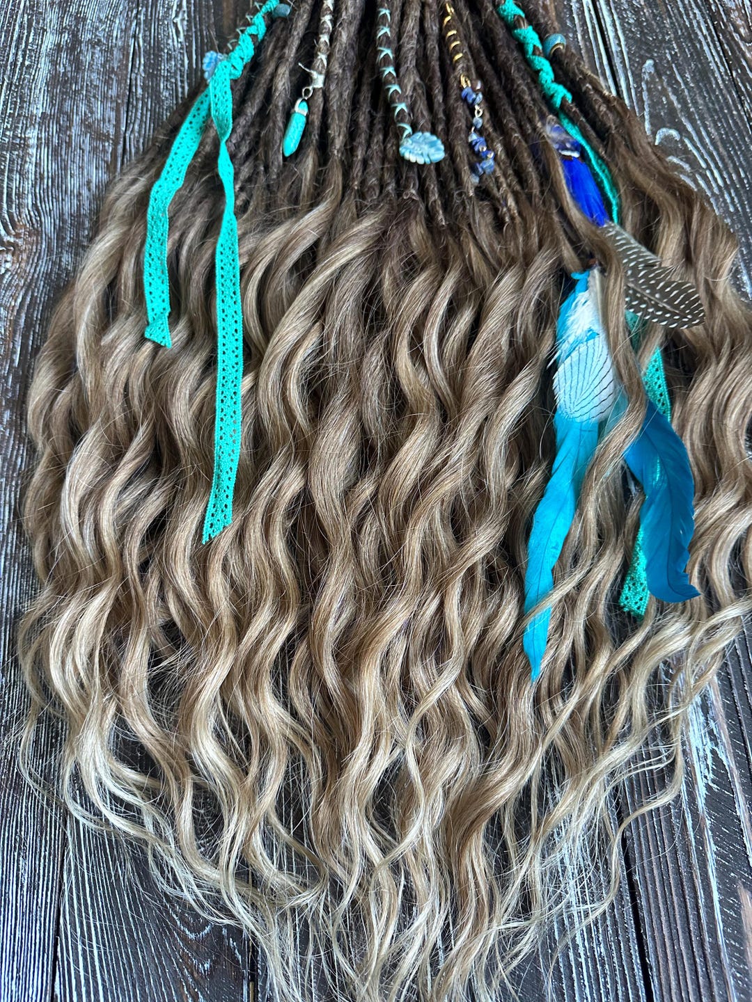 Blond Decorated Dreads Extensions, Braid in Extensions, Fairycore Open ...