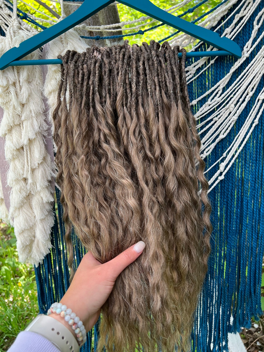 Metallic Caramel Temporary Dreadlocks, Ash Platinum Brown Wavy Hair ...