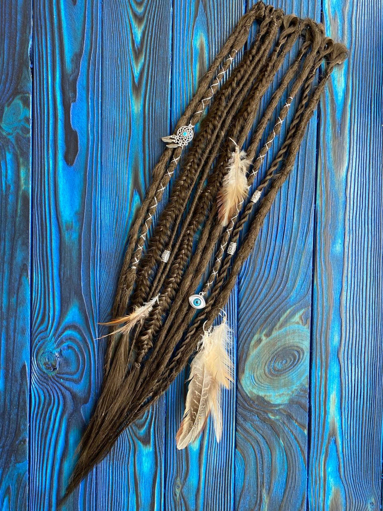 Clip faux pastel dreads with braids. Synthetic brown de dreads | Etsy