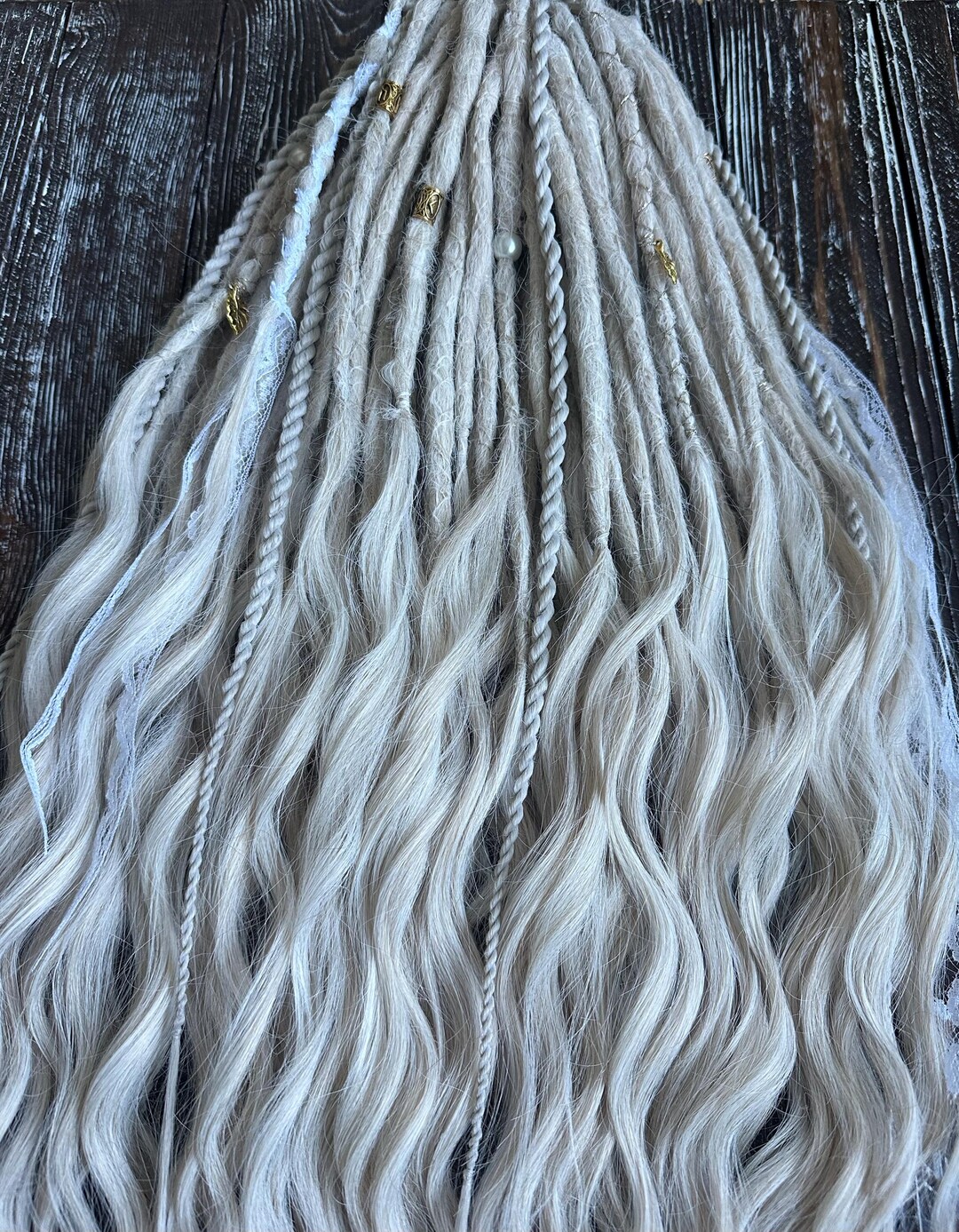 Milk Whote Decorated Dreadlocks, Blond Fairy Kanekalon Dreads ...