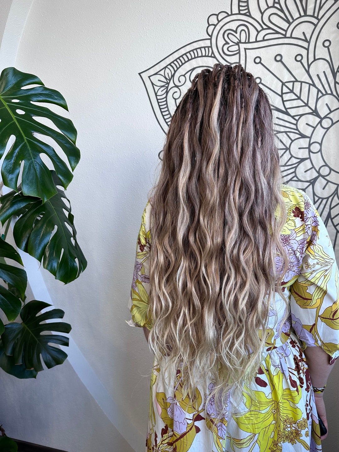 Balayage Blond Wavy Hair Extensions Set, Synthetic Permanent Dreadlock ...