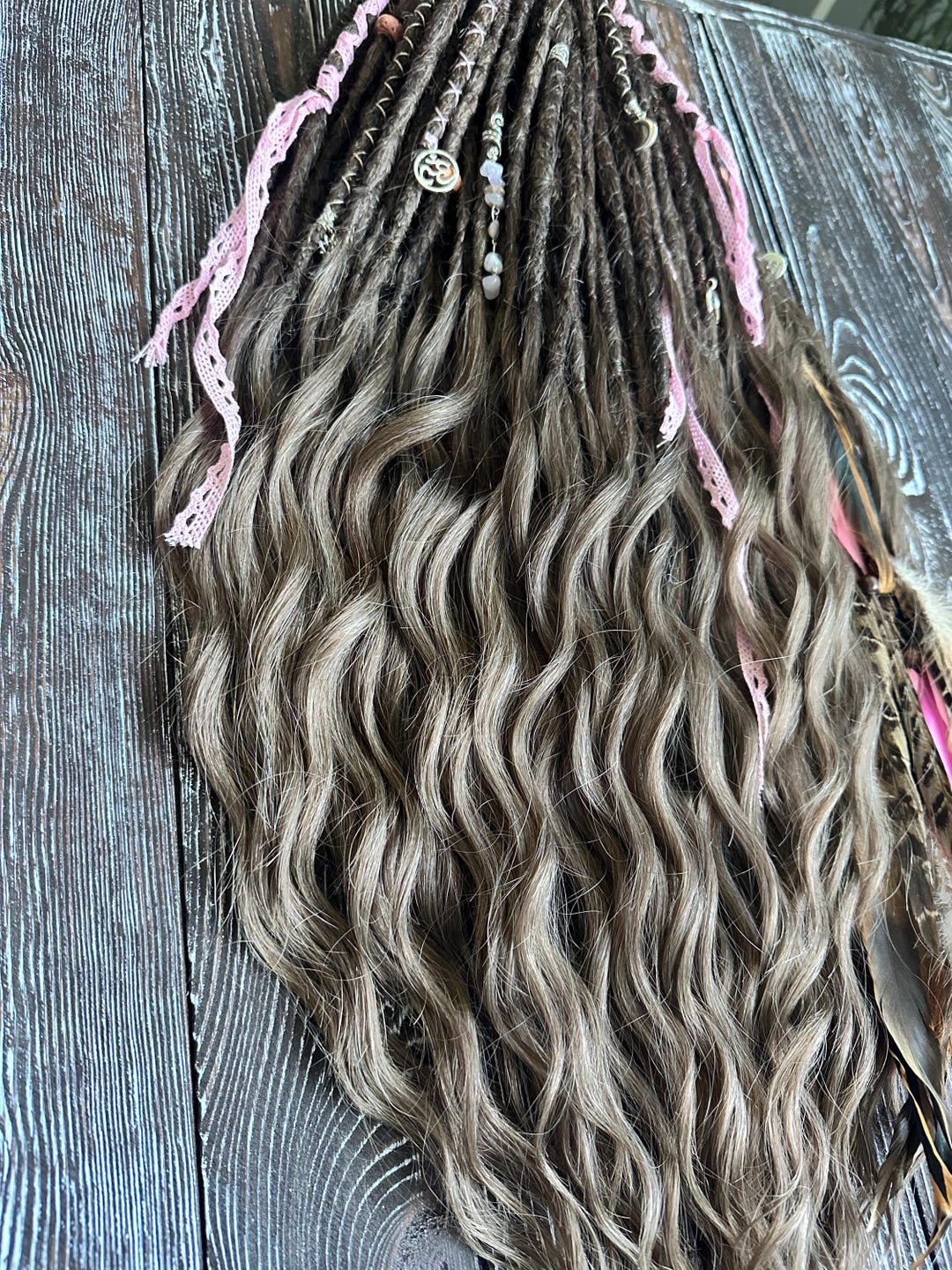 Smooth Dreadlocks, Wavy Dreads Extensions Brown, Dark Blond Feather ...