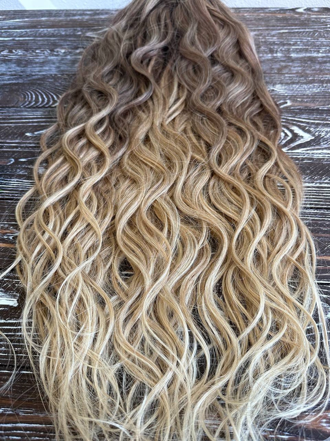 Blond Wavy Hair Extensions, Synthetic Locks Extensions, Brown Blond ...