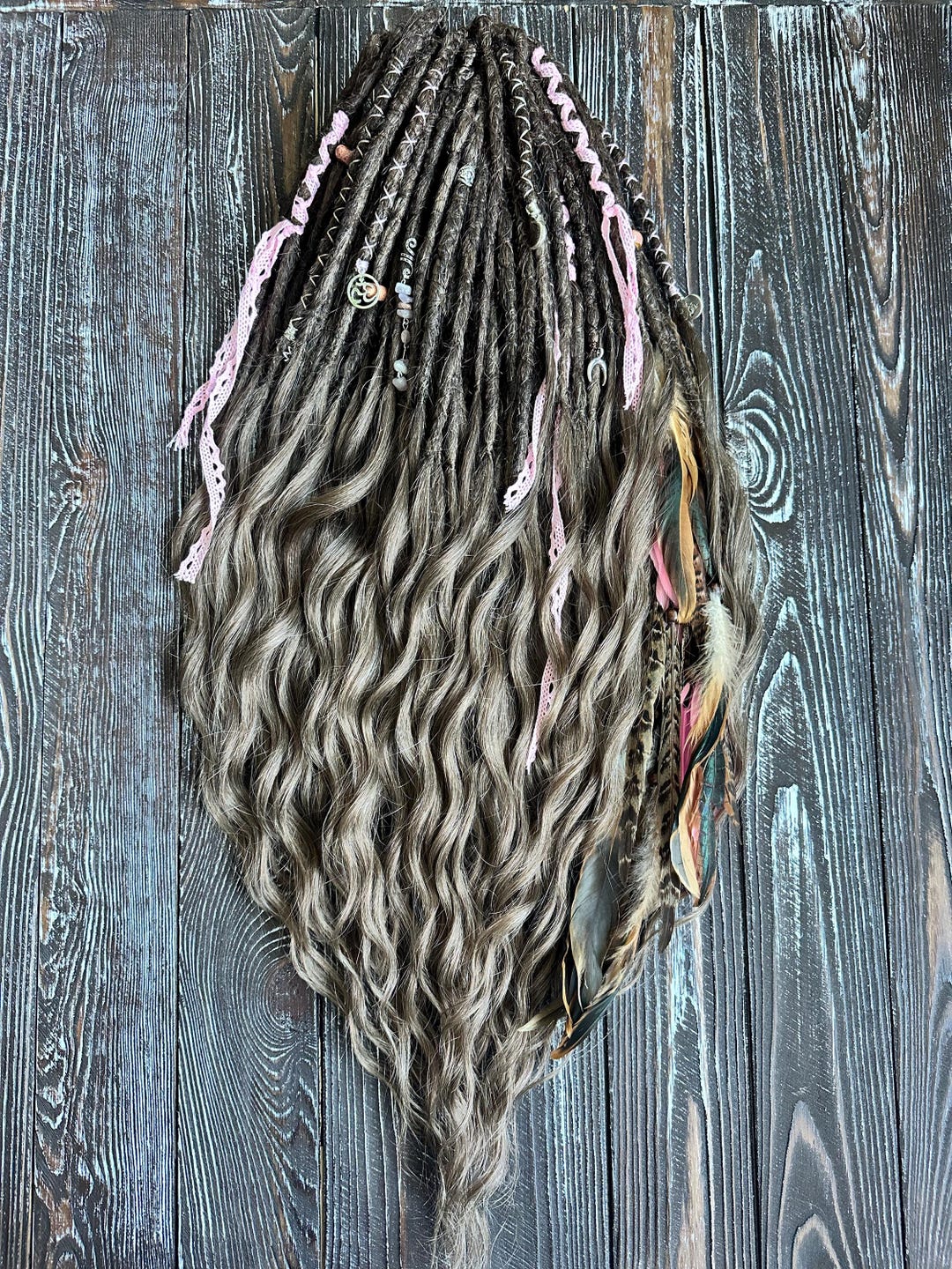 Synthetic Crochet Dreads Extensions Brown, Wavy Dark Blond Hair ...