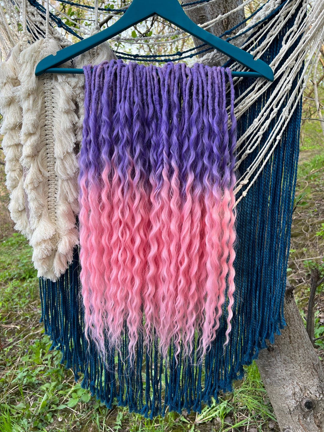 Synthetic Crochet Dreads Extensions Thick Dreads Full Set Purple to ...