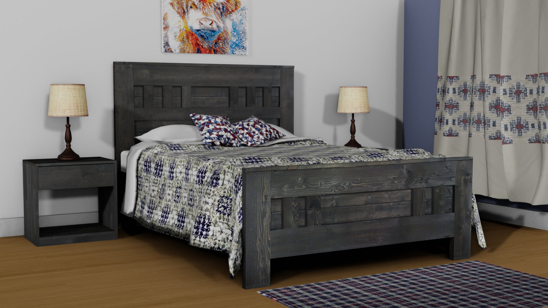 Solid Wood Modern Country Bed Frame the Moncton - Etsy