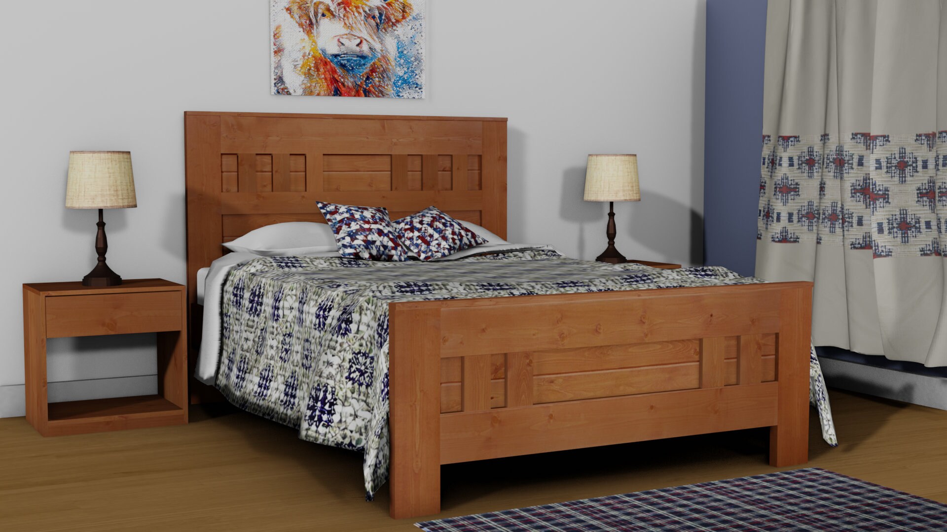 Solid Wood Modern Country Bed Frame the Moncton - Etsy