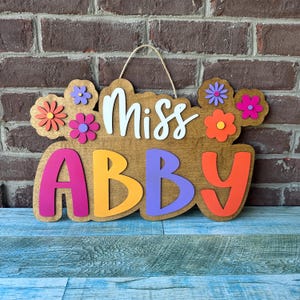 Personalized Hippie Flower Classroom Door Sign Boho Classroom Decor for ...