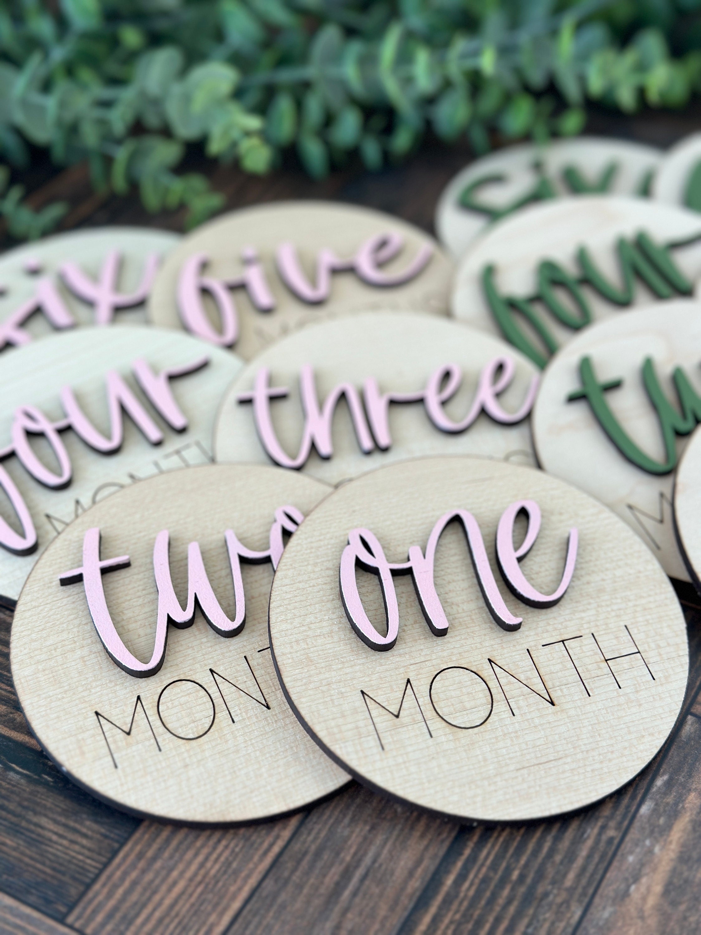 Monthly Milestone Discs, Milestone Photo Props, Wood Milestone Markers ...