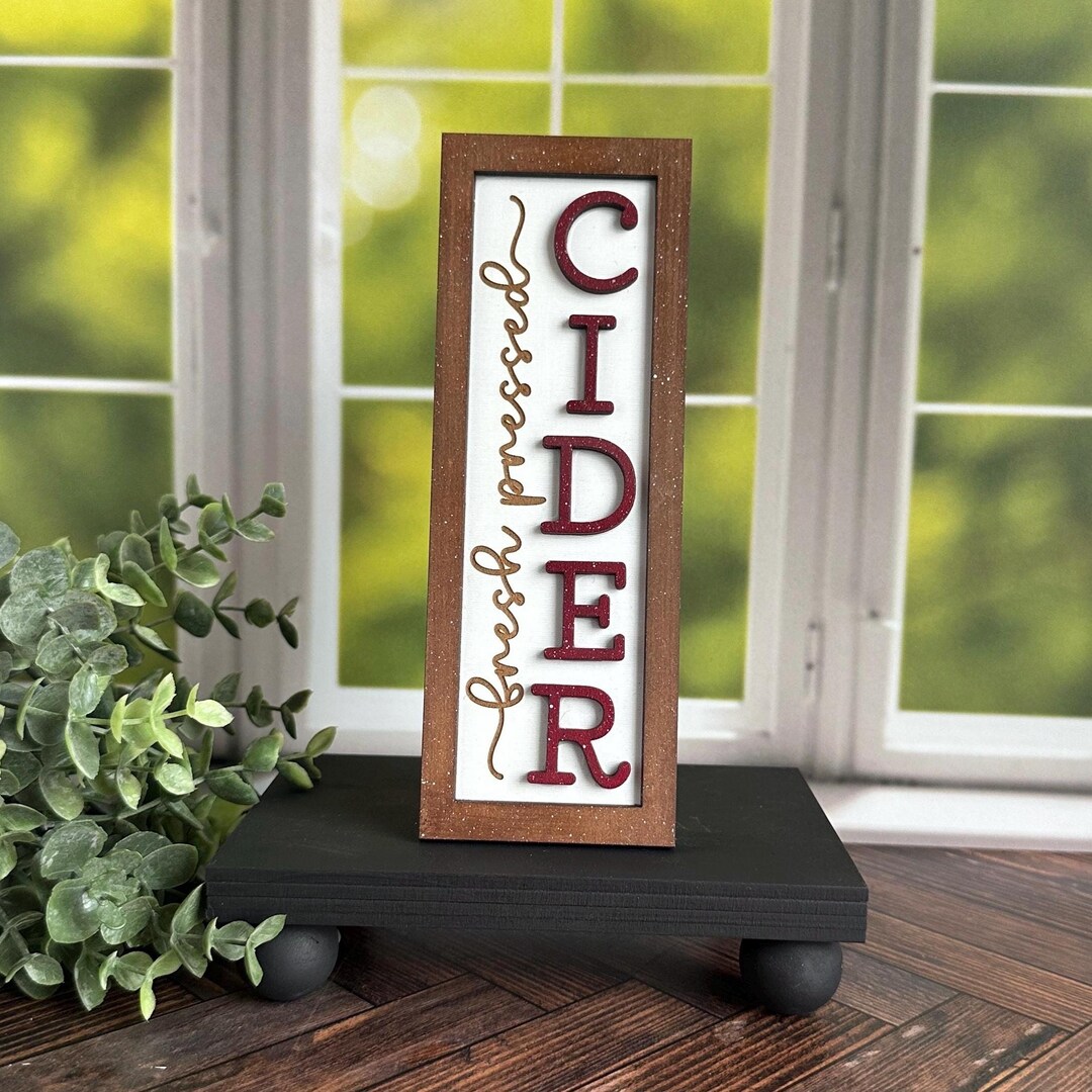 Apple Cider Bar Sign, Apple Cider Decor, Fall Tiered Tray Signs, Autumn ...