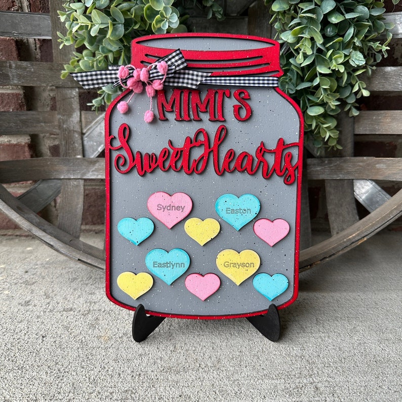 Grandma's Sweethearts Mason Jar Wood Sign Valentine Gift - Etsy