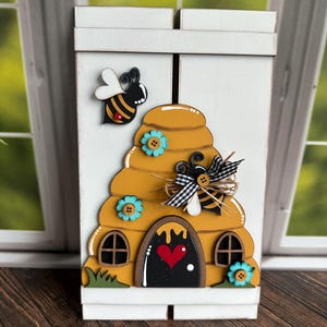 Beehive Sign, Whimsical Bees Pallet Shelf Sitter Sign, Summer Tiered ...