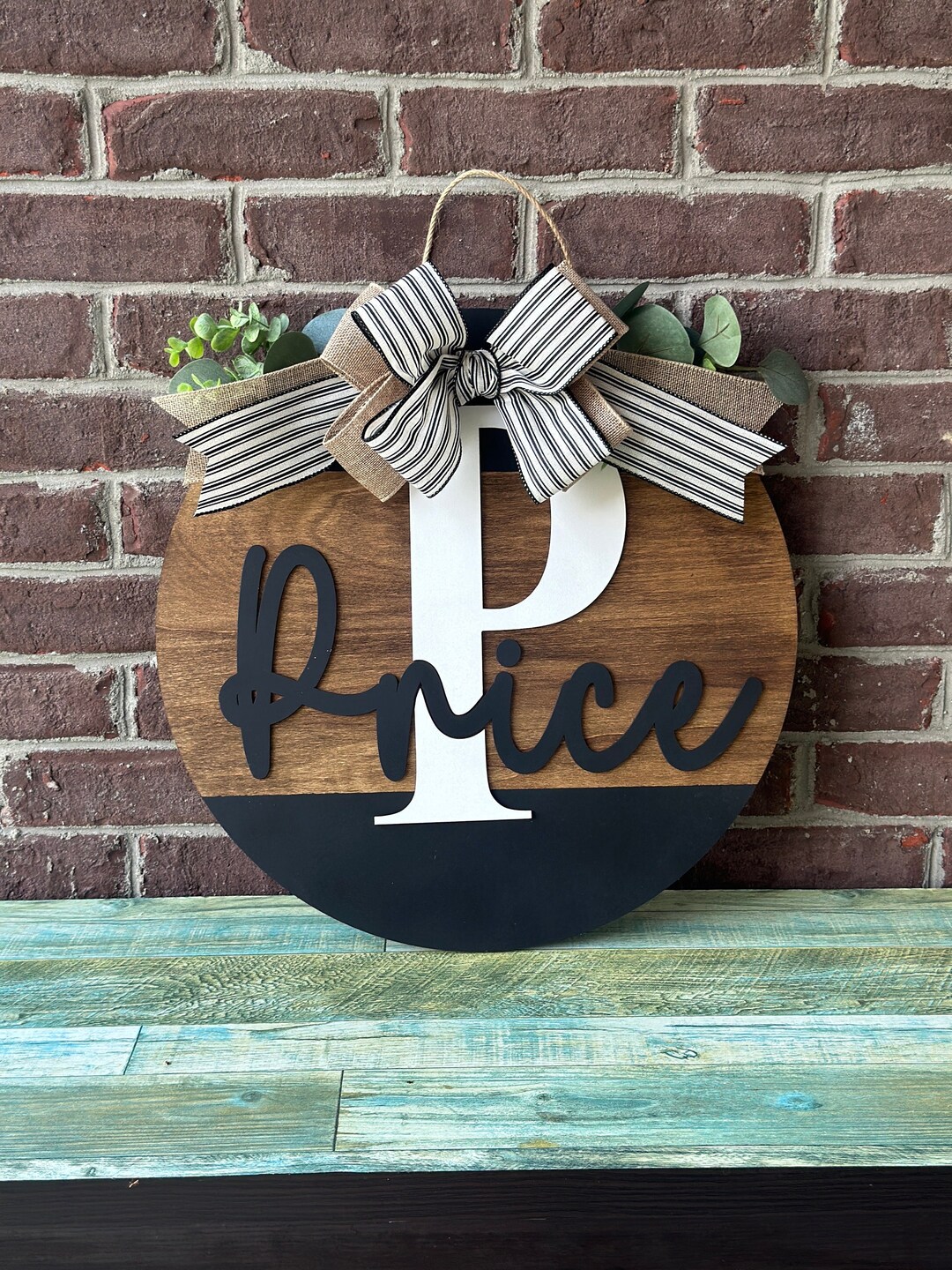 Custom Initial Door Hanger Front Door Decor Modern Farmhouse Door Sign ...
