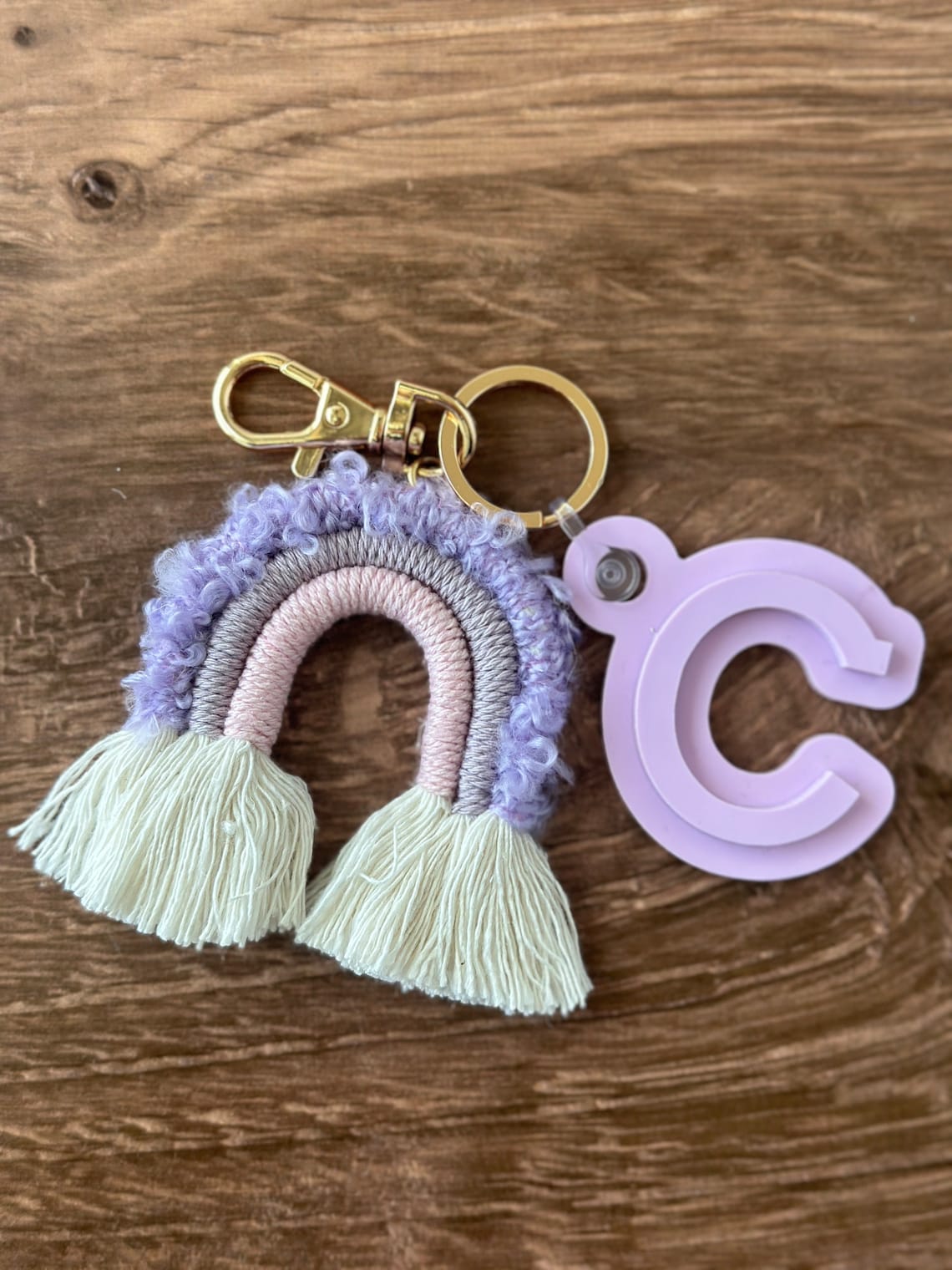 Personalized Purple Rainbow Keychain for Women, Initial Bag Tags for ...