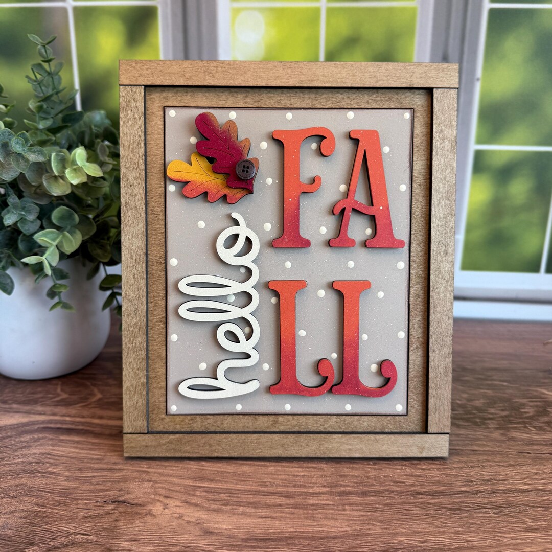 Hello Fall Interchangeable Signs, Autumn Mantel Decor, Fall Style Gift ...
