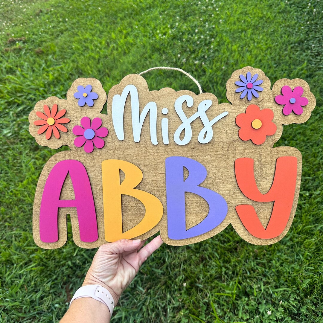 Personalized Hippie Flower Classroom Door Sign Boho Classroom Decor for ...