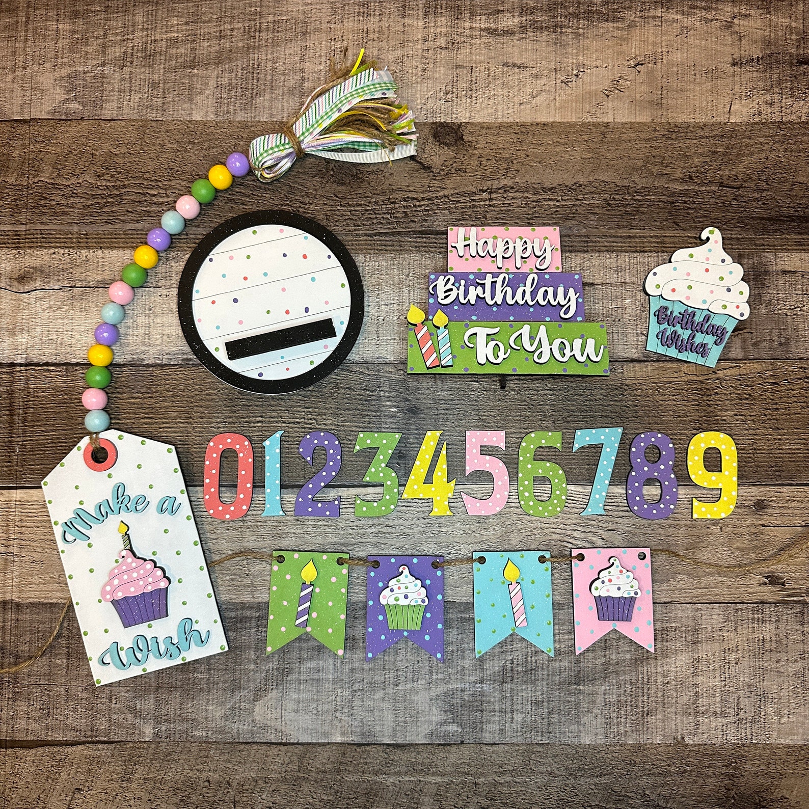 Happy Birthday Tiered Tray Decor Set, Birthday Party Decor, Happy ...