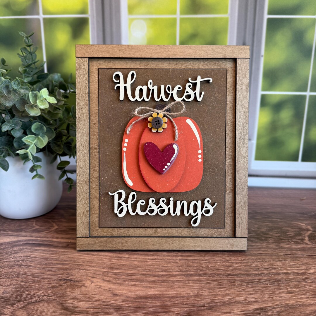 Harvest Blessings Fall Interchangeable Sign, Fall Style Gift, Prim ...