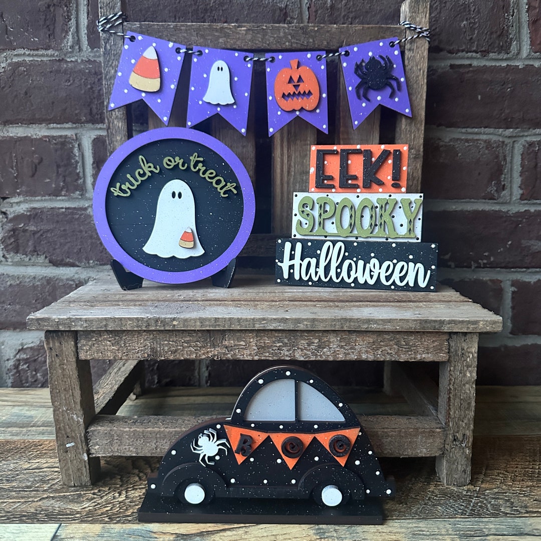 Spooky Cute Halloween Tiered Tray Decor Bundle, Whimsical Halloween ...