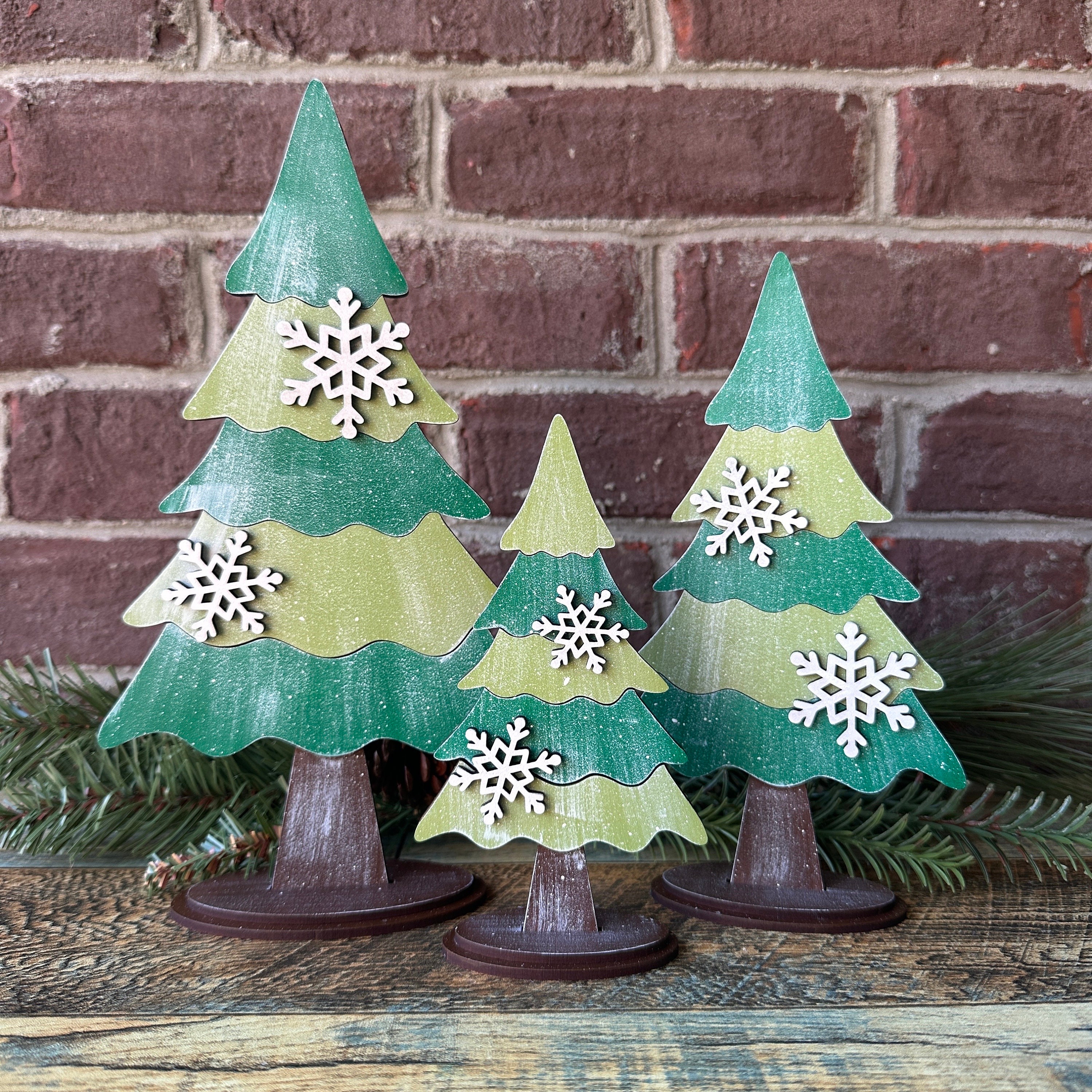 Standing Christmas Tree Shelf Sitters, Woodland Christmas Decor for ...