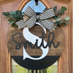 Custom Initial Door Hanger Front Door Decor Modern Farmhouse Door Sign ...