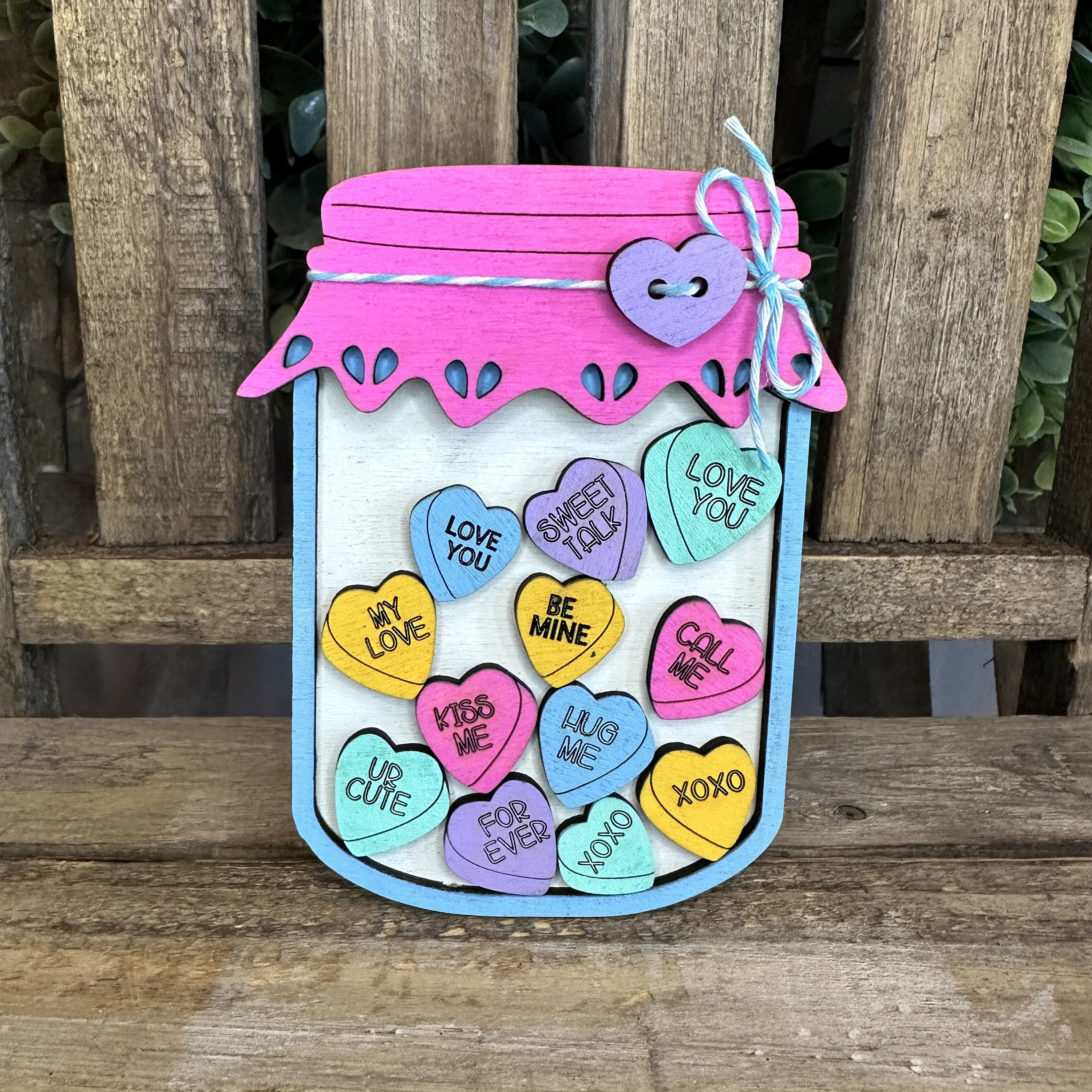 Candy Hearts Mason Jar Sign, Mint Green Cute Valentines Sign ...